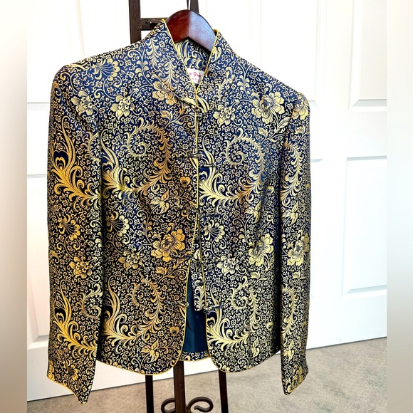 Jackets & Coats | Stunning Traditional Chinese Jacket In Blue And Gold ...